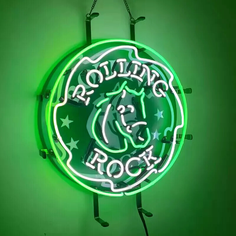 17"x17" Rolling Rock Neon Sign With HD Vivid Lamp Beer Bar Glass Decor ...