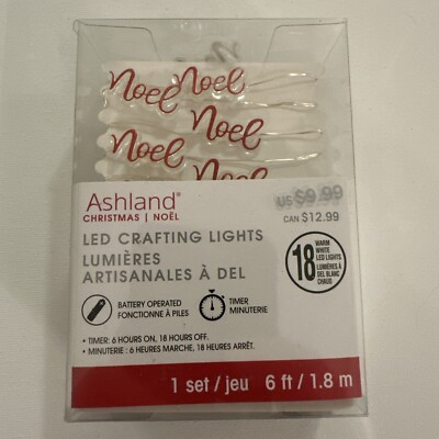 Ashland LED Crafting Lights 18 LED Lights String NOEL Battery Timer 6ft ...