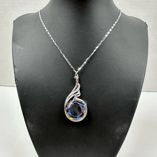 Kate Lynn Dazzling Crystal Phoenix Rhinestone Pendant Necklace Silver ...