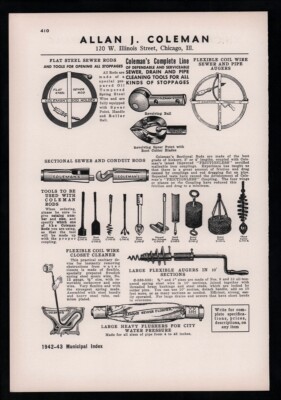 1942 Allan J Coleman Sewer Maintenance equipment Chicago IL Vintage ...