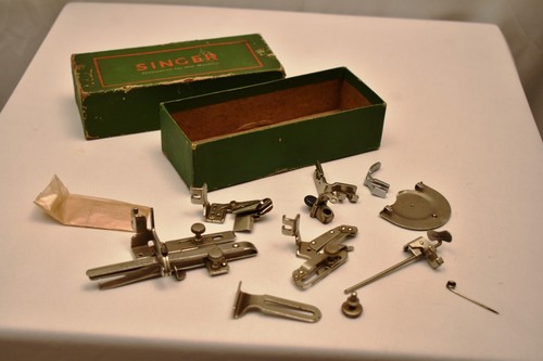 Vintage Singer Sewing Machine Accessories Box with Attachments ...
