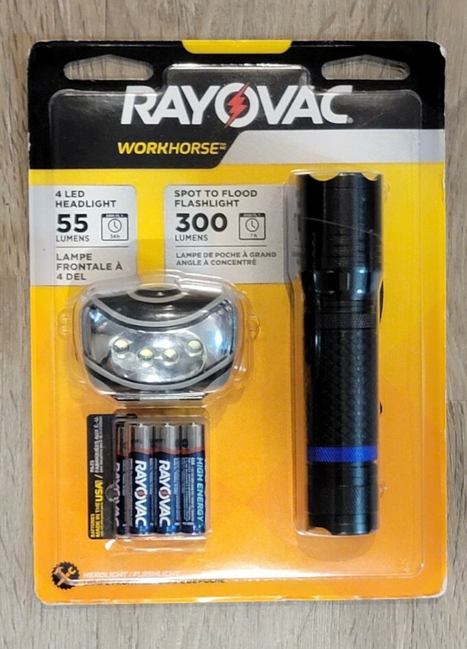 Rayovac Workhorse Pro 300 Lumens LED Flashlight Headlight 55 Combo W ...
