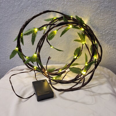 30 LED Green Leaf Fairy String Lights Battery Operated Garden Wedding ...