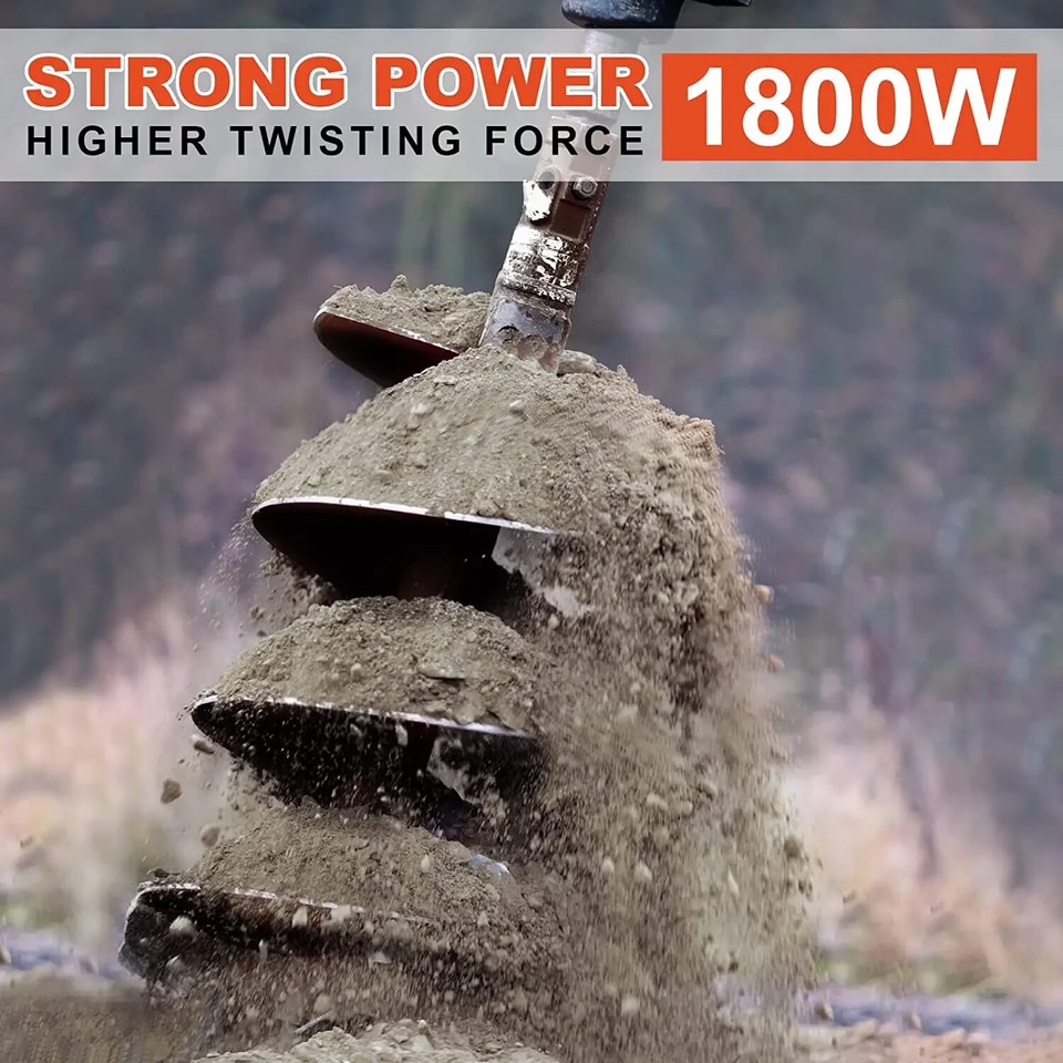 63.3cc 5.2hp Petrol Auger on Wheel Earth Fence Post Hole Borer x3 ...