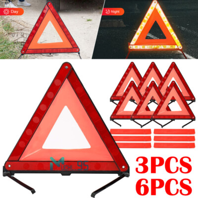 3/6 Packs Reflective Emergency Warning Triangles for Vehicles Breakdown ...