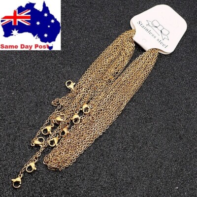 10 X Bulk 2mm 60 cm long Gold Necklaces Stainless Steel Chains | eBay ...