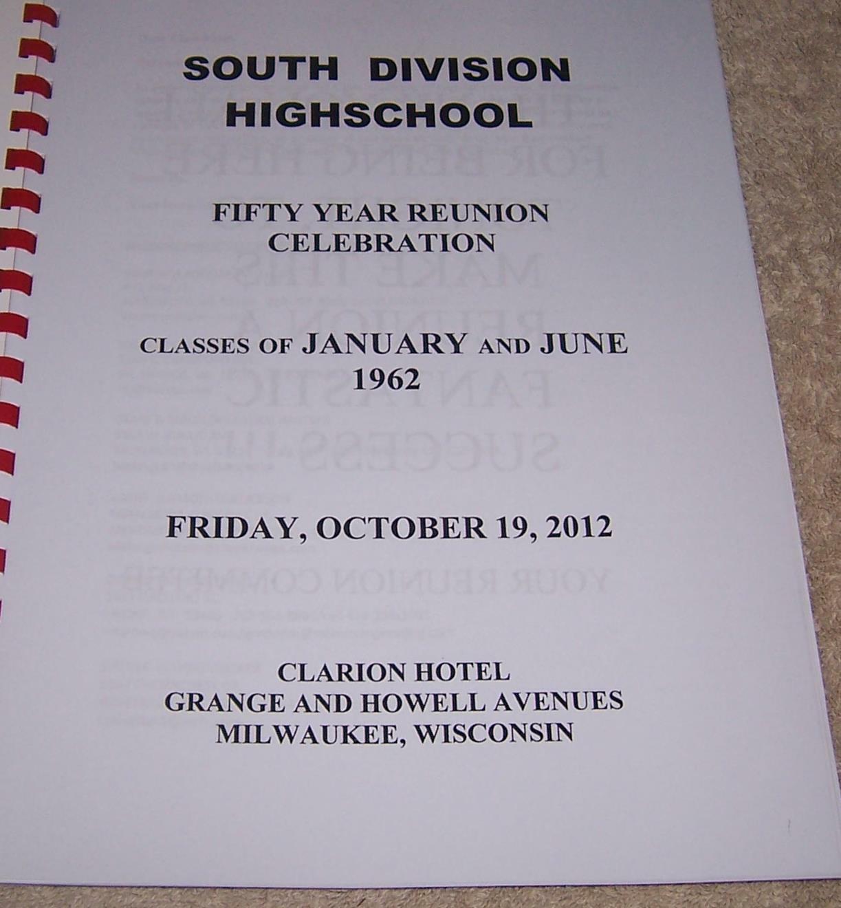 South Division High School Class of 1962 50th Year Reunion Milwaukee ...