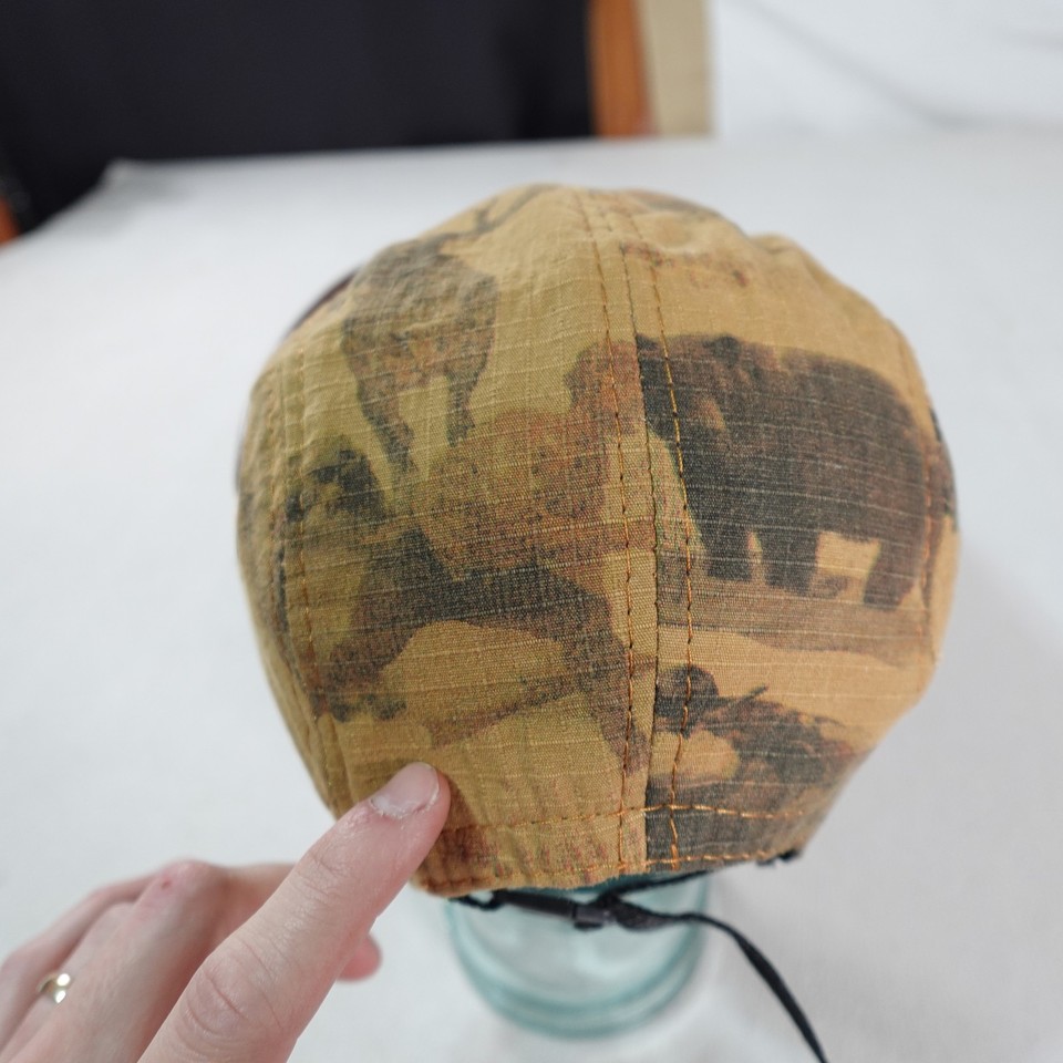 VINTAGE Hunting Hat Cap Wildlife Animals Strap Back Wide Brim Camo ...