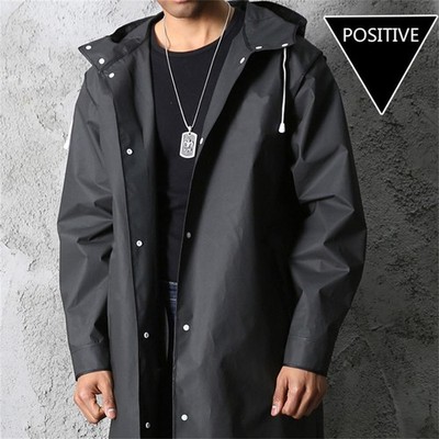 Mens Womens Unisex Long Hooded Rain Coat Waterproof Rain Mac Coat ...