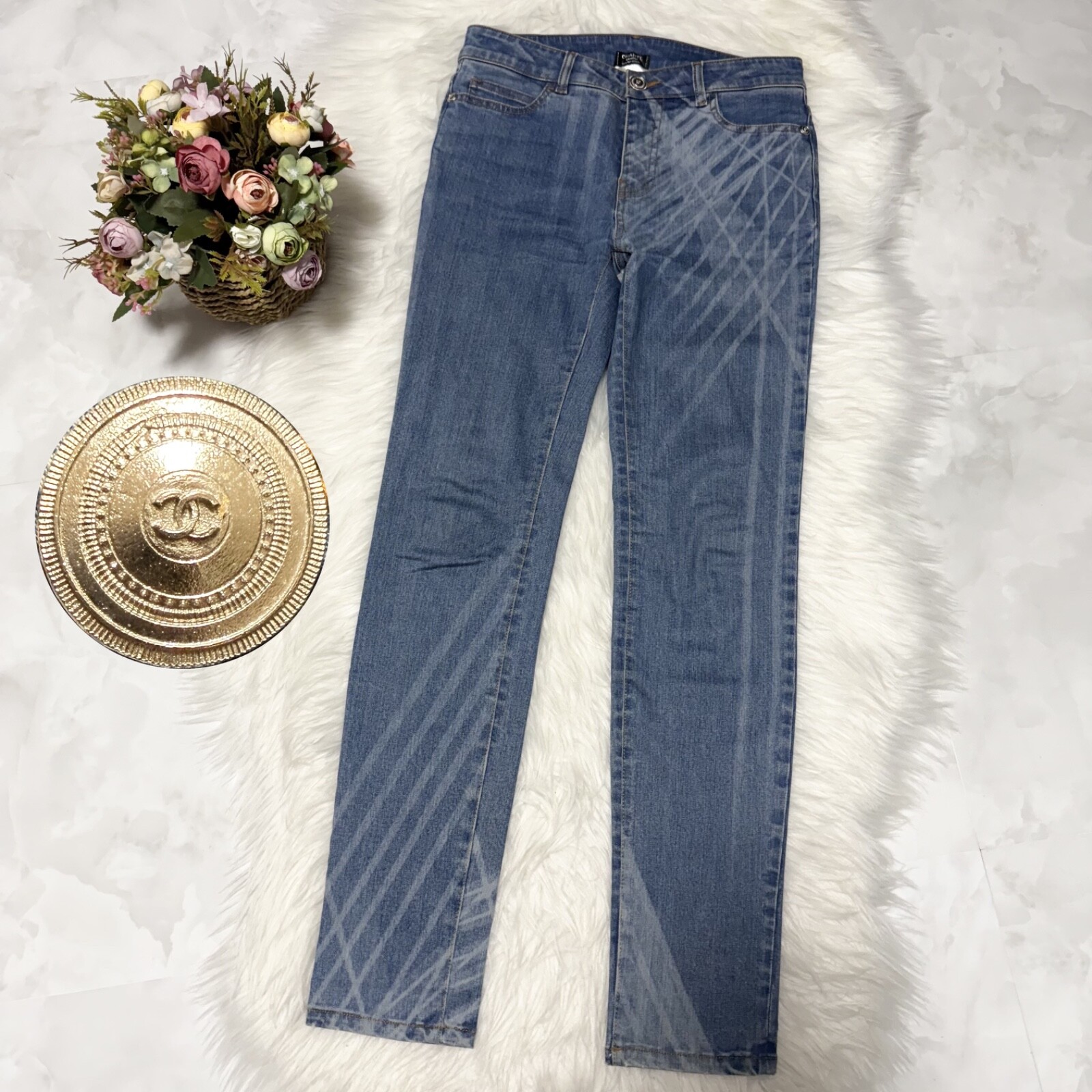 Genuine Chanel COCO button design denim pants jeans s… - Gem