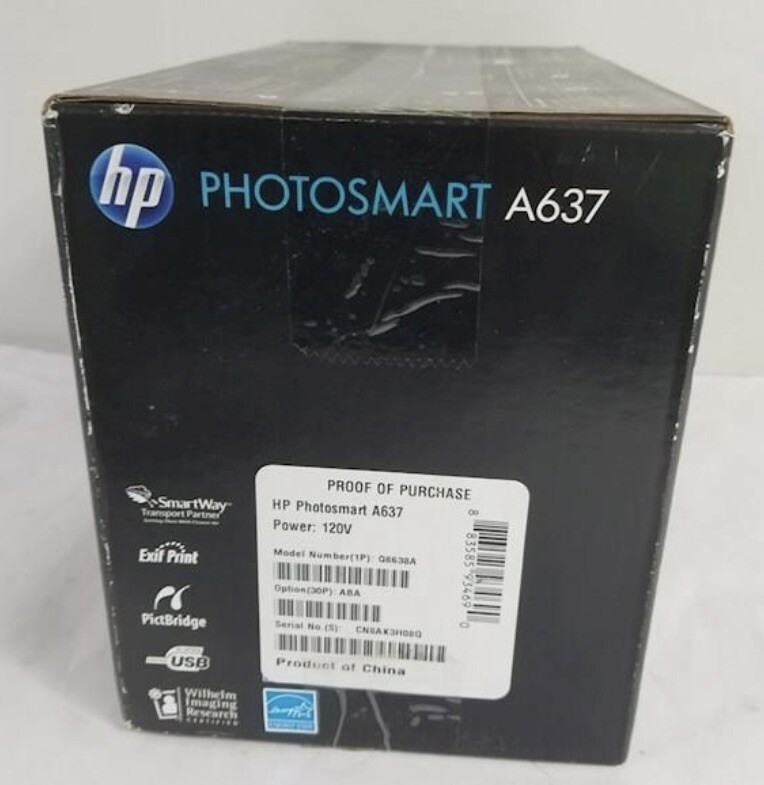 HP PhotoSmart A637 DigitalPhotoInkjet Printer-NEW! Includes Photo Paper ...