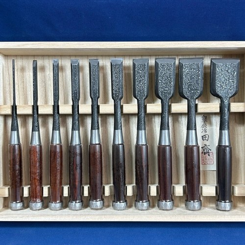Tasai Damascus Oire Nomi Japanese Bench Chisels Rosewood Handle Set of ...
