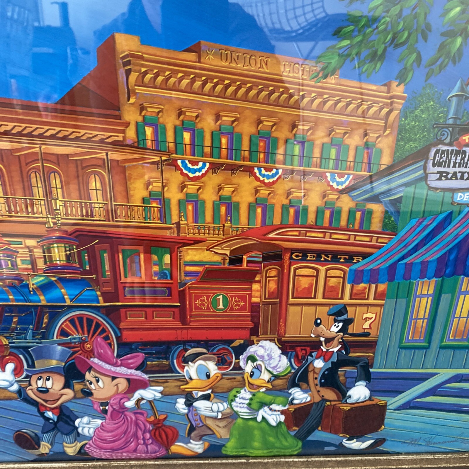 Disney Fine Art Mickey Fab 5 & Daisy Train Station Signed Manuel ...