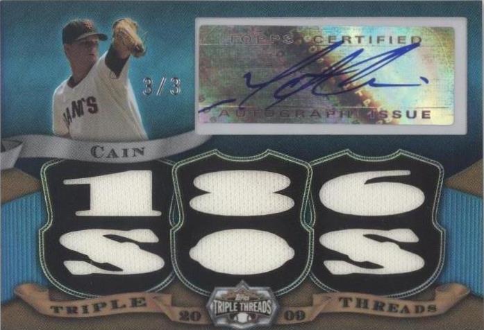 2009 Topps Triple Threads - Autographed Relic Matt Cain #TTAR-18 ...