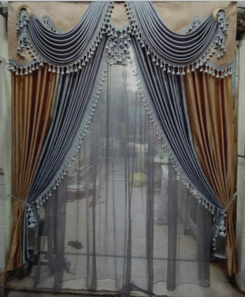 Curtain set - Model no. 6502- gold Gold valance panel (Color is ...