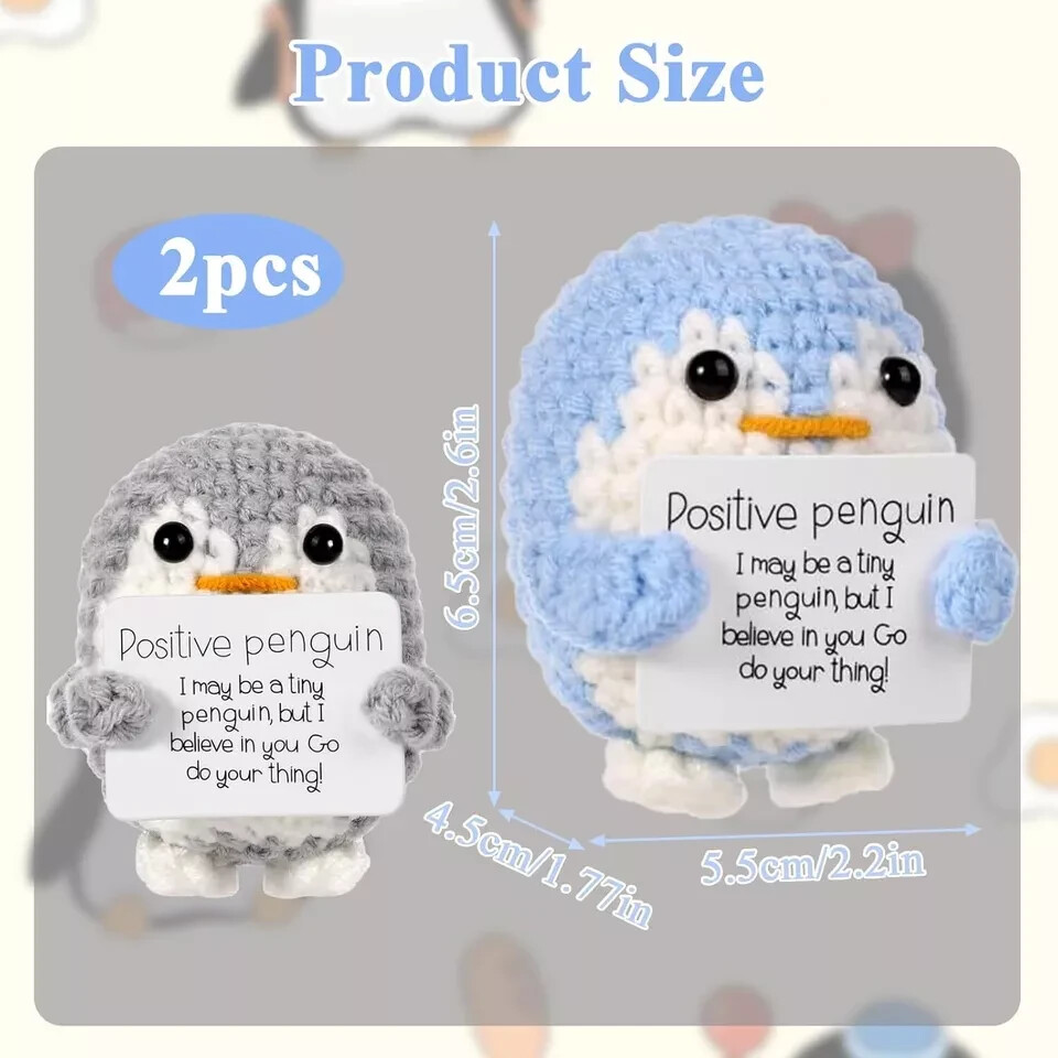 Funny Positive Penguin 2 Pcs Mini Penguin Teddy with Positive Card ...
