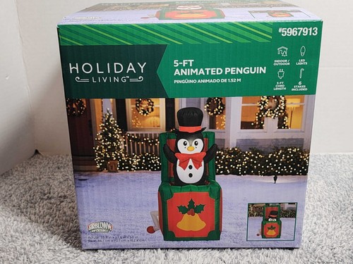 Animated Penguin 5 ft Christmas Airblown Inflatable LED Light Up ...