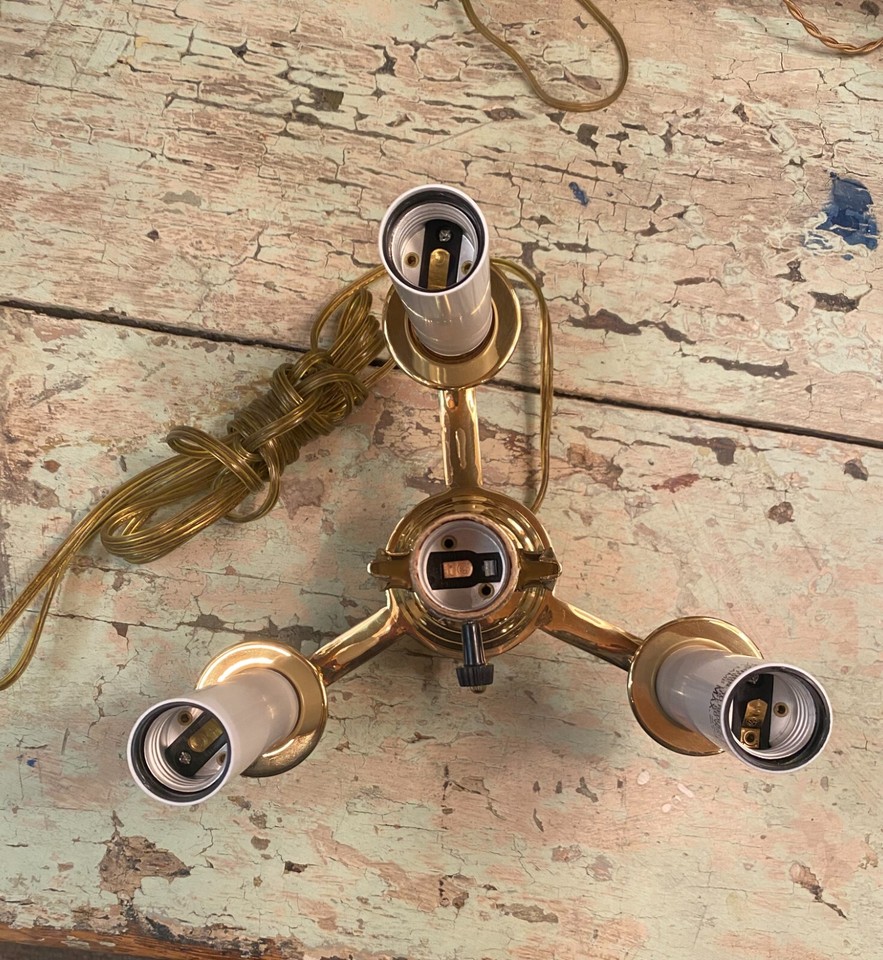 Cast Brass 3-Arm Lamp Cluster with Sockets and Candle Sleeves Floor ...