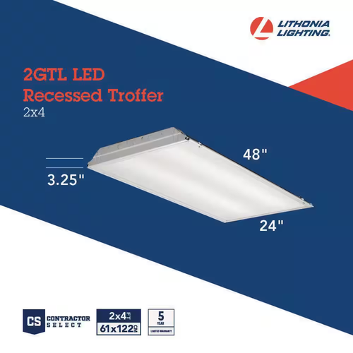 Lithonia Lighting Recessed Troffer LED 2' x 4' 4000-Lumens 120V ...
