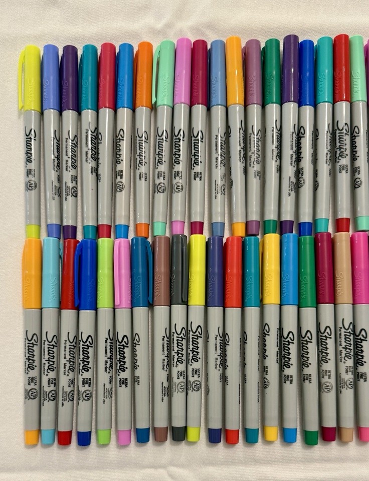 Lot of 90 Ultra Fine Point Sharpie Permanent Markers - Assorted Colors ...