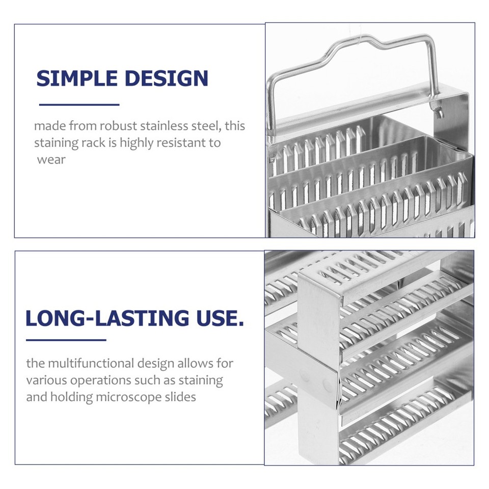 Metal Microscope Slide Holder Laboratory Staining Rack Portable ...