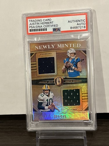 Justin Herbert Rookie PSA Auto Dual Patch Card Justin Herbert + Jordan ...