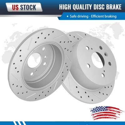 Rear Drilled & Slotted Brake Rotors for Toyota Camry Avalon Lexus ES350 ...