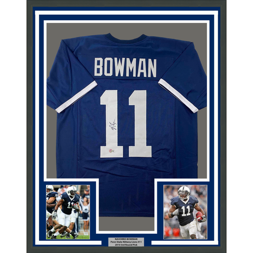 Framed Autographed/Signed NaVorro Bowman 33x42 Penn State Blue Jersey ...