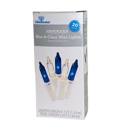 Hanukkah Jewish Celebration Blue Clear Mini 20 String Lights Set Indoor ...
