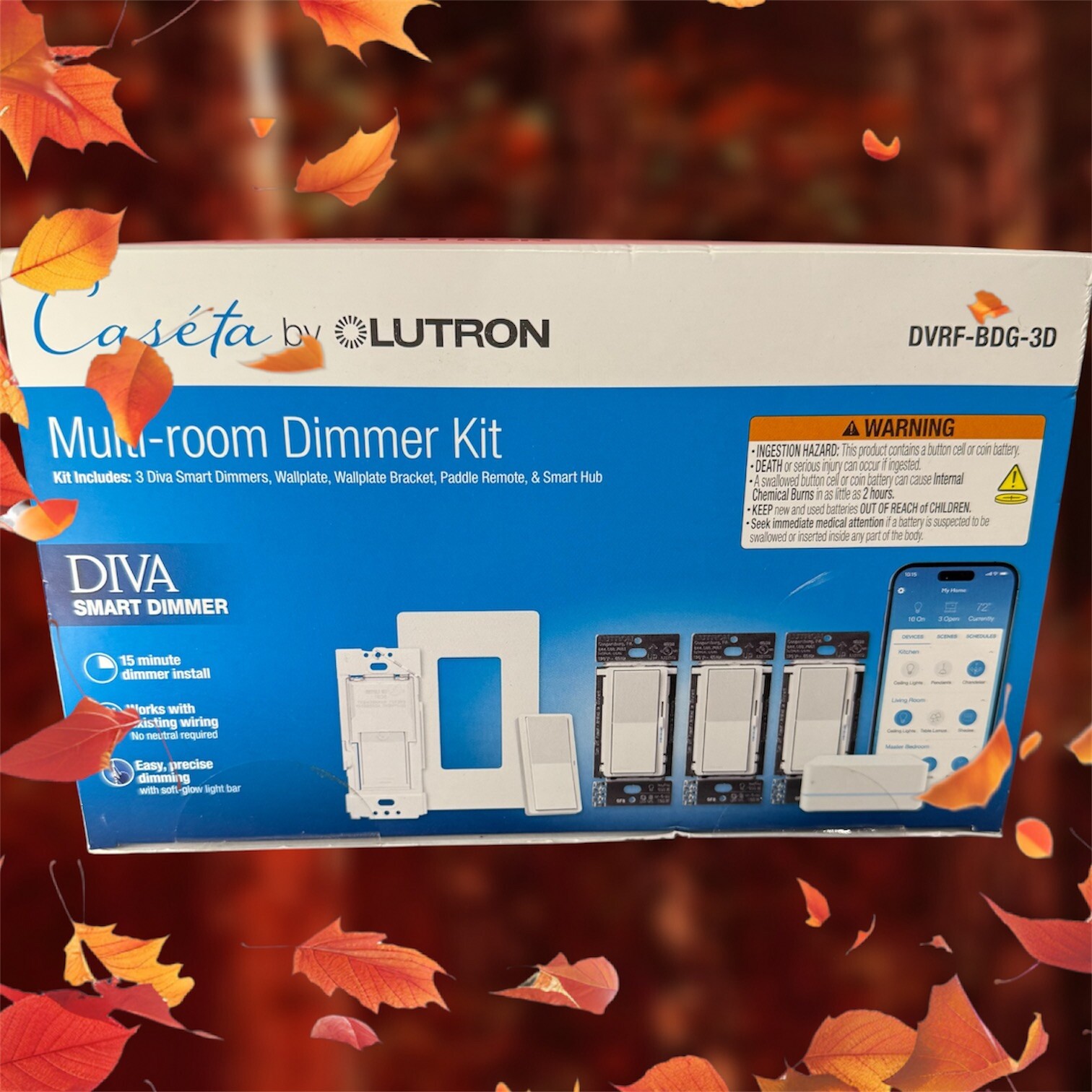 Lutron Diva multi room dimmer kit 3 dimmers wallplate remote & hub New ...