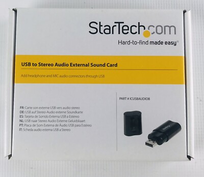 Startech USB Sound Card, 3.5mm audio adapter to USB, External ...