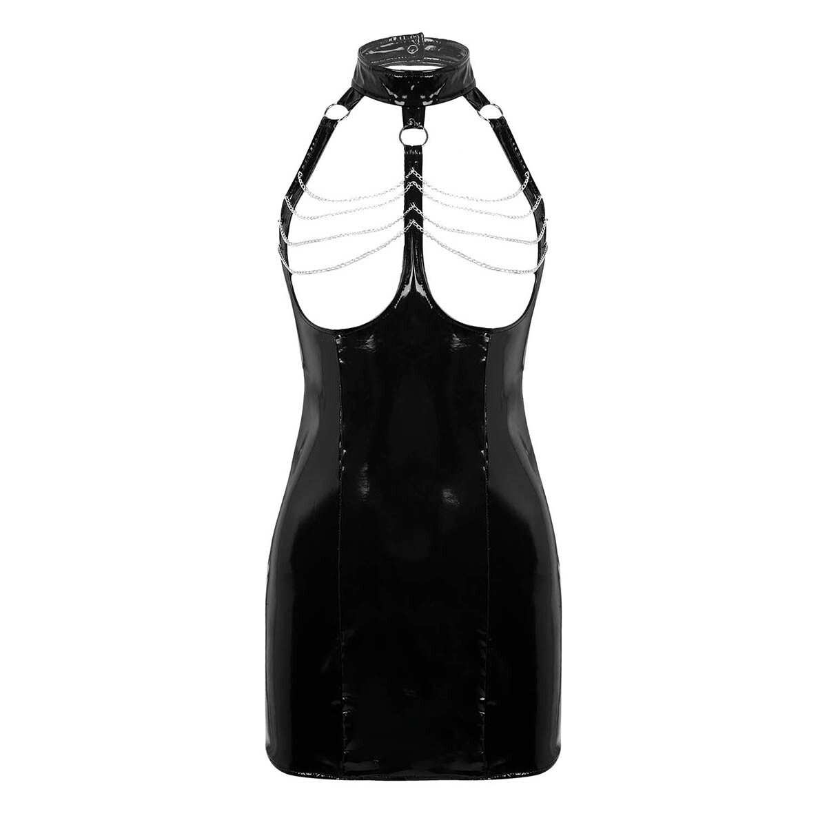 Sexy Women Lady Latex Wet Look Bodycon Mini Dress Leather Night Party