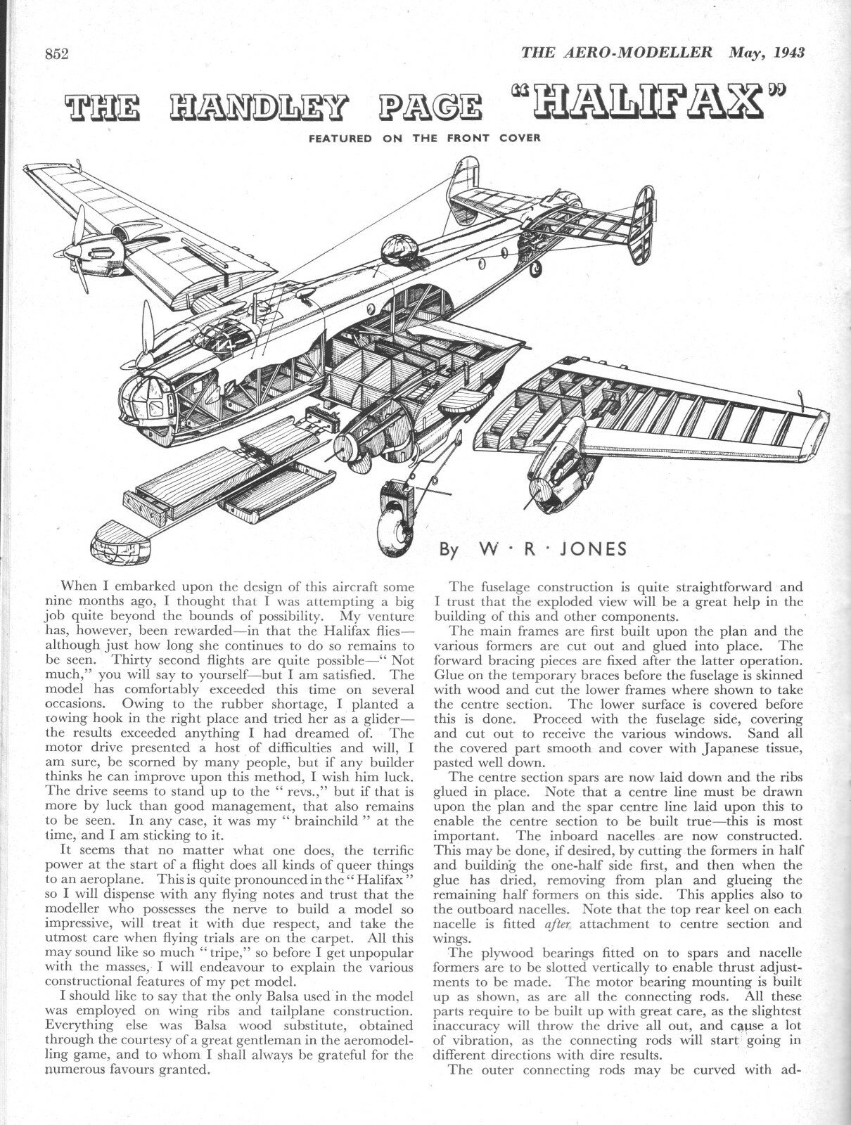 HP Halifax scale rubber powered model plans with article 1943 | eBay UK