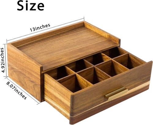 Acacia Wood Tea Bag Organizer, Organizers and Storage Box, Caddy for ...