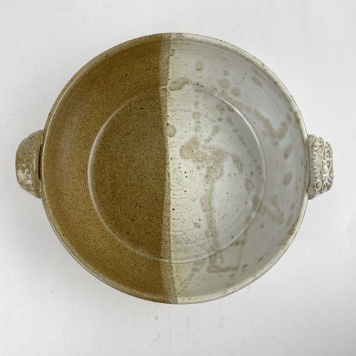 Studio Art Pottery Dish Bowl Chunky Handles Drip Glaze Signed Don ...