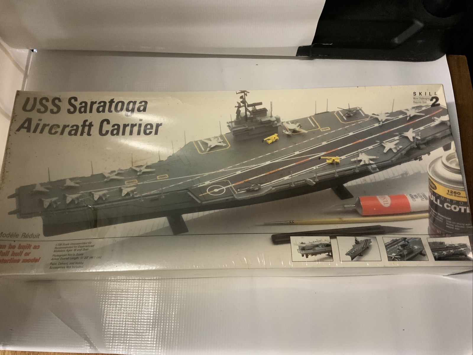 VINTAGE USS SARATOGA AIRCRAFT CARRIER MODEL KIT 1:720 TESTORS 932 MADE ...