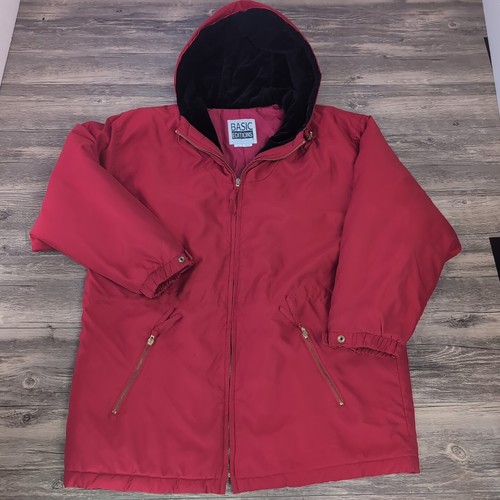 Vtg Basic Editions Womens Hooded Puffer Jacket Size Medium Red Lined ...