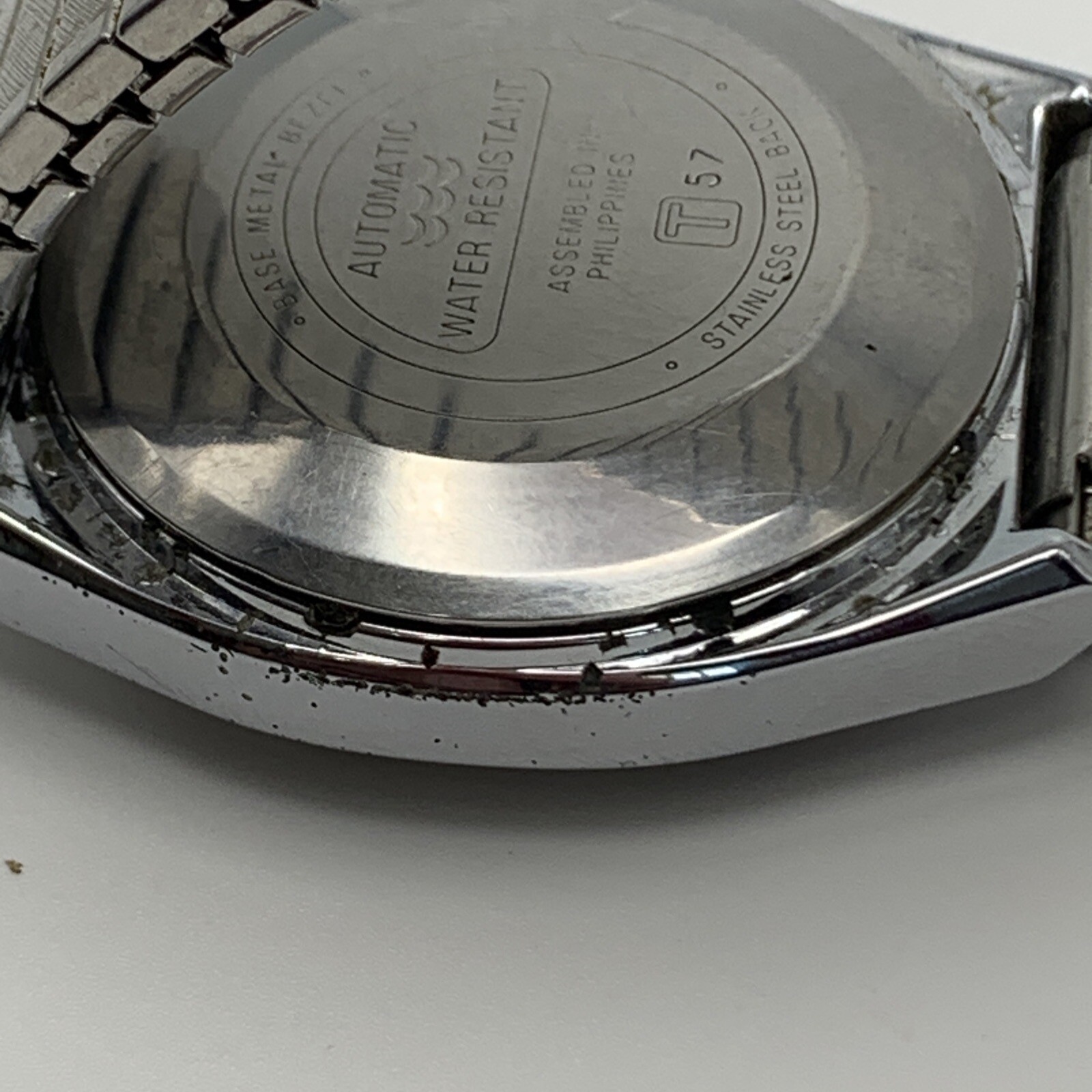 VTG Timex Automatic Mens 34mm Silver Tone Date Square Watch on Stretch ...