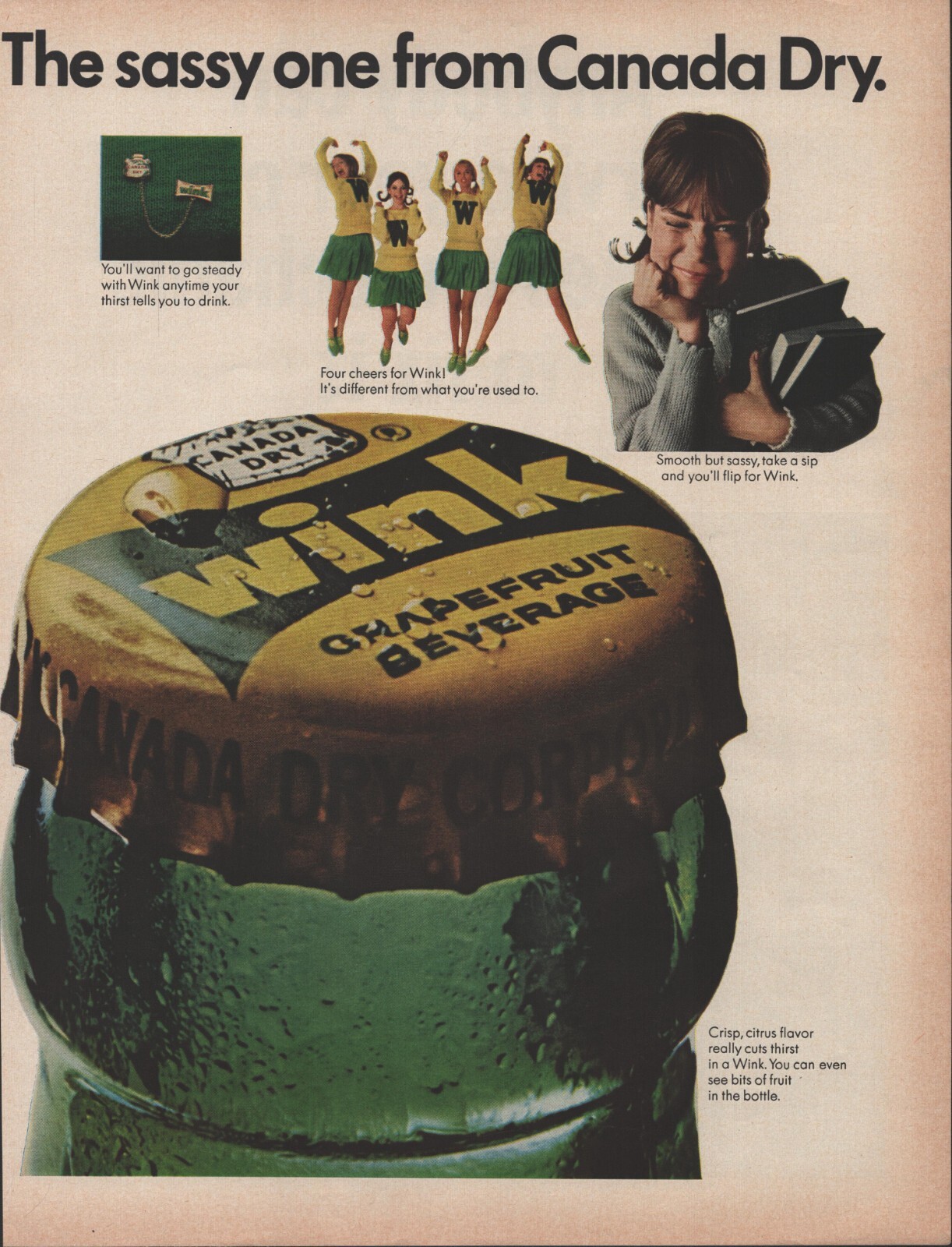 Canada Dry - Wink - 1966 - Soda Pop - Cheer Leaders - Vintage Magazine ...