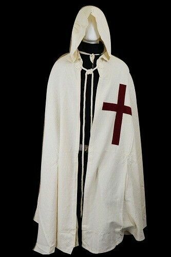 Medieval Cape Cloak Tabard - LARP Tunic Maroon Cross - Crusader Costume ...