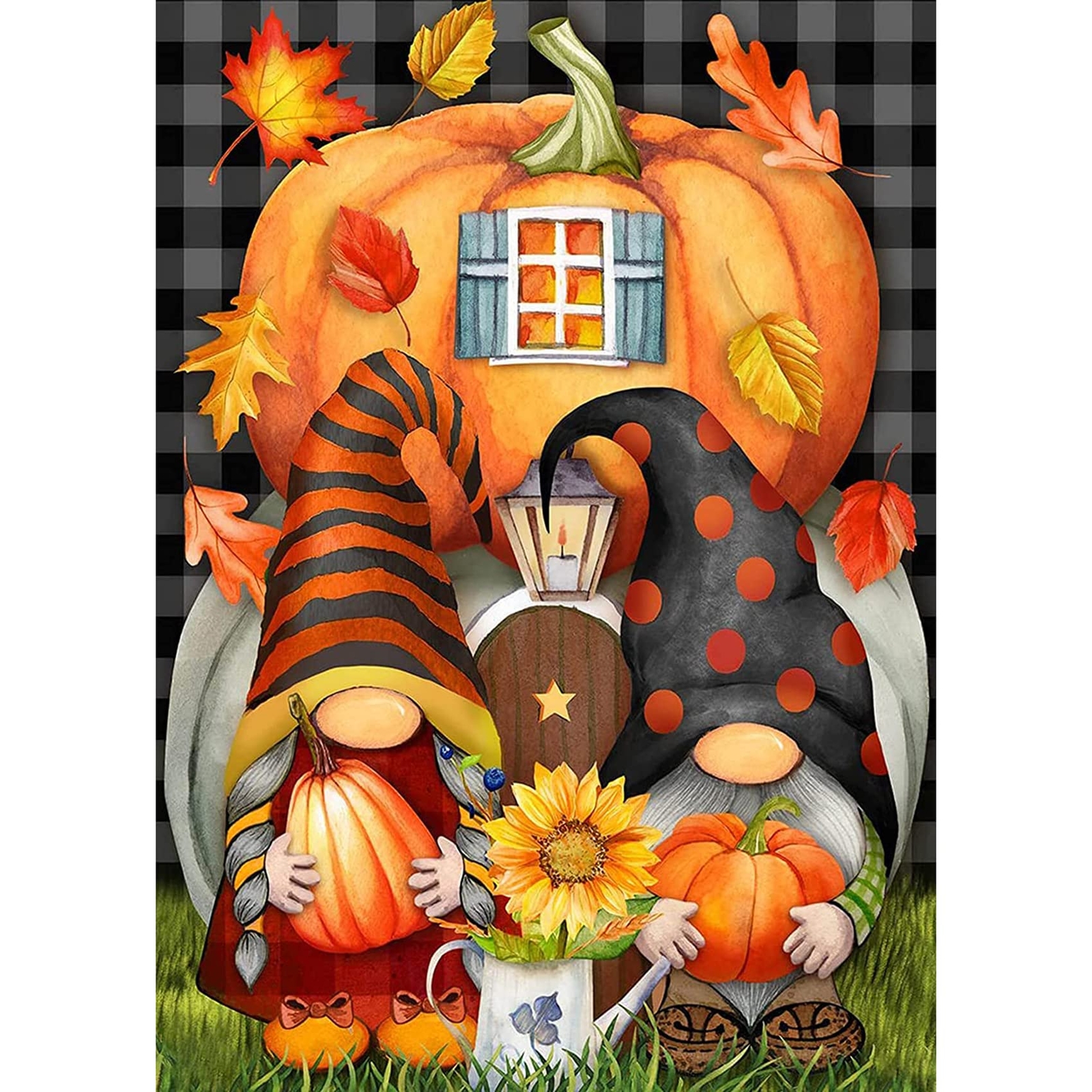 Gnome Diamond Painting, Fall Pumpkin Gem Art Kits 5D DIY Round Full ...