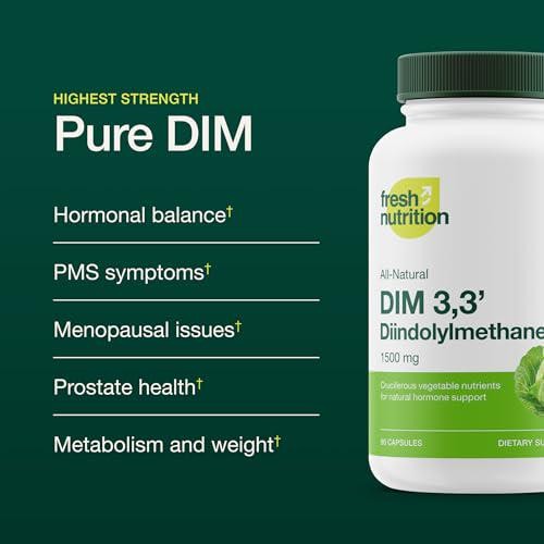 DIM Supplement 500mg - Diindolylmethane for Estrogen Metabolism ...
