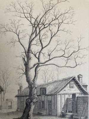 Very Nice Drawing Xixth 1850 Mine Lead Pencil Landscape Farm Hen Animal ...