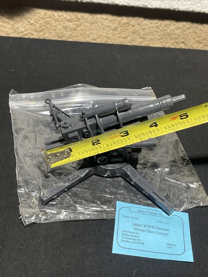 MARX BATTLEGROUND - SHELL FIRING GERMAN 88 MM - DARK GRAY - VG HARD TO ...