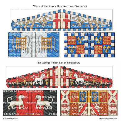 15mm Medieval Wars of the Roses Flags Lord Somerset & Talbot ...