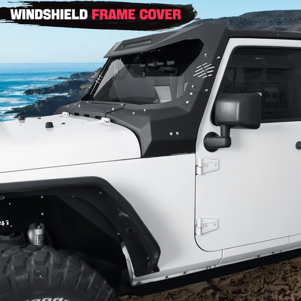Mad Max Windshield Frame Cover Visor Cowl Armor Set fit Jeep Wrangler ...