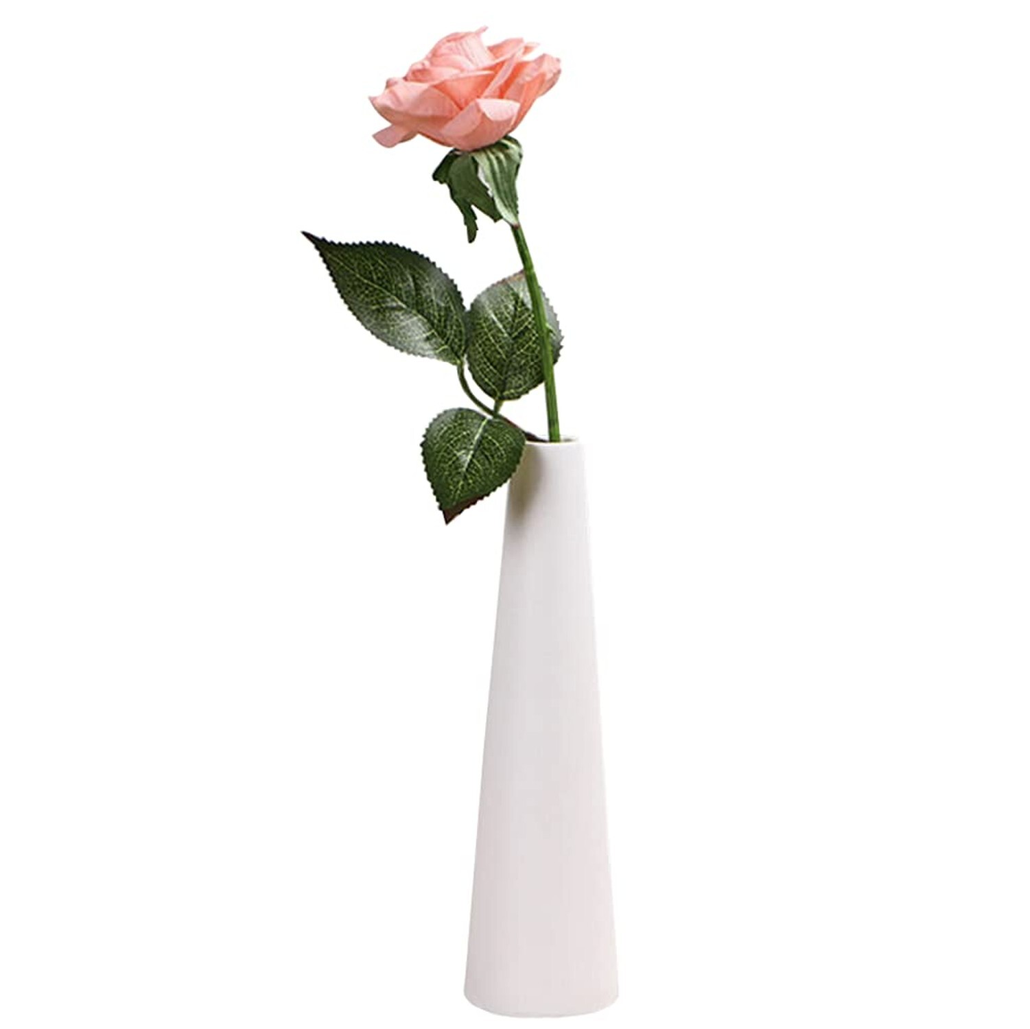 White Ceramic Bud Vase Tall Conic Flower Single Stem Vase Home ...