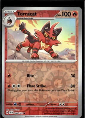 Pokemon Torracat 033/162 Temporal Forces Reverse Holo Common 5 Card Lot ...