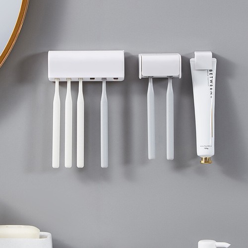 Punch-free Wall-mounted Toothbrush Holder Toothpaste Holder Storage ...
