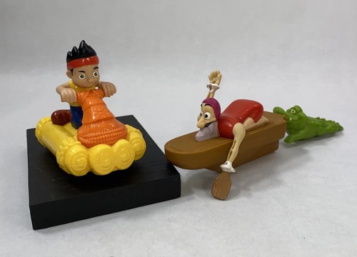 2 Disney Jake Neverland Pirate Chasing Tick Tock & Water Jet Racer Pull ...